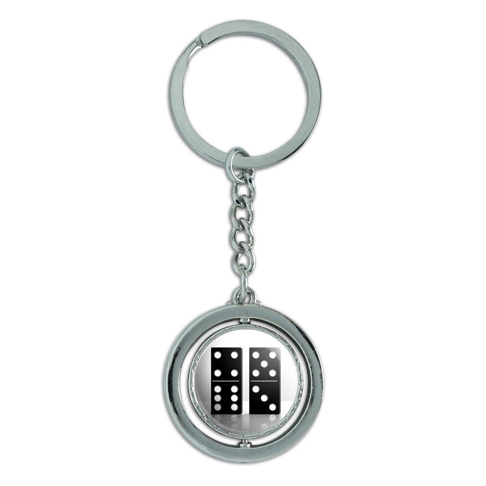 Black Dominoes Game Spinning Circle Metal Keychain - Walmart.com