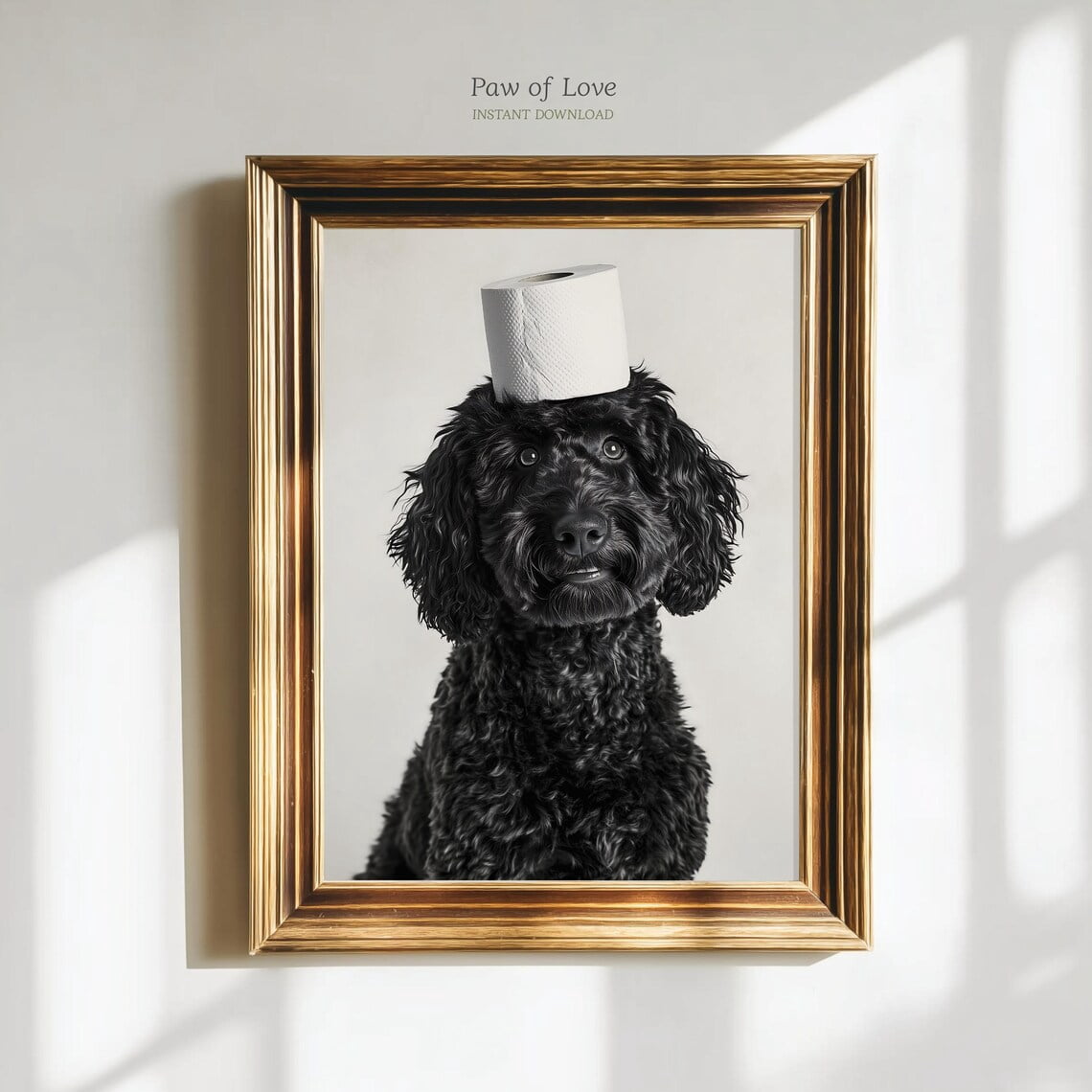 Black Doodle Bathroom Wall Art, Quirky Goldendoodle Toilet Humor Poster ...