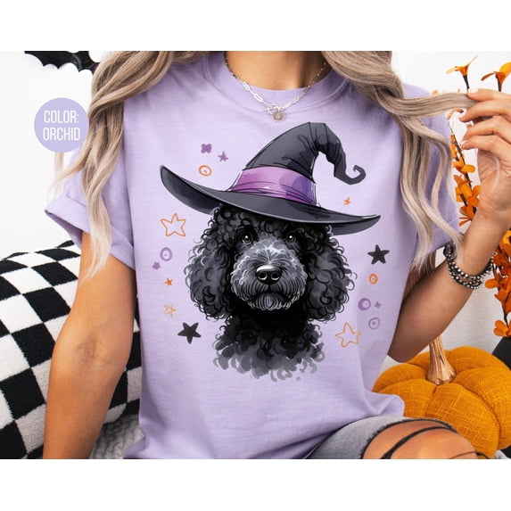Black Doodle Halloween Shirt Doodle Witch Hat Dog Mom Tee - Walmart.com