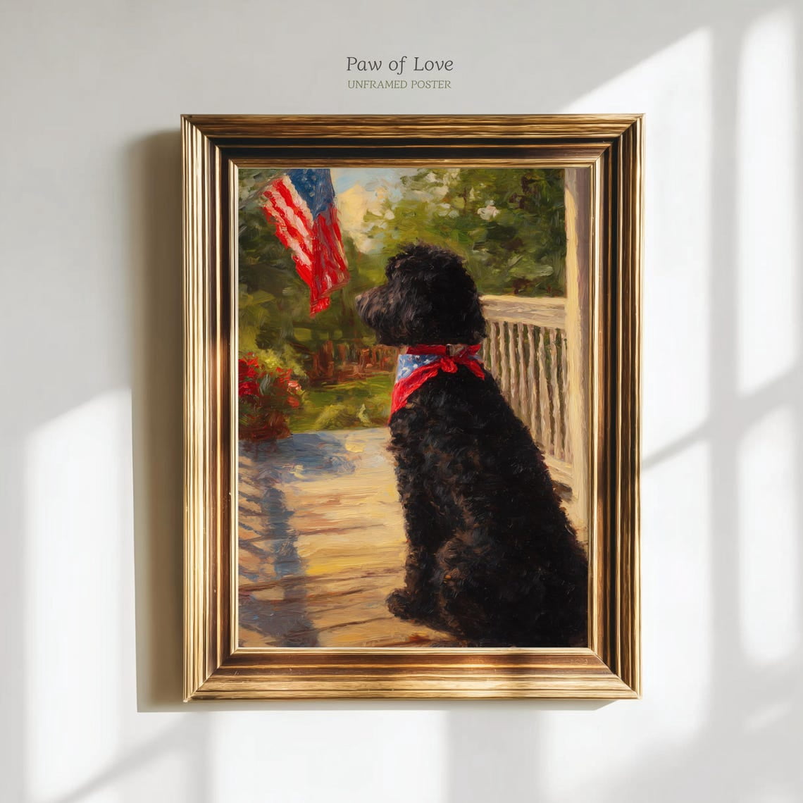 Black Doodle Independence Day 4Th Of July Americana Decor Dog, Unframed ...