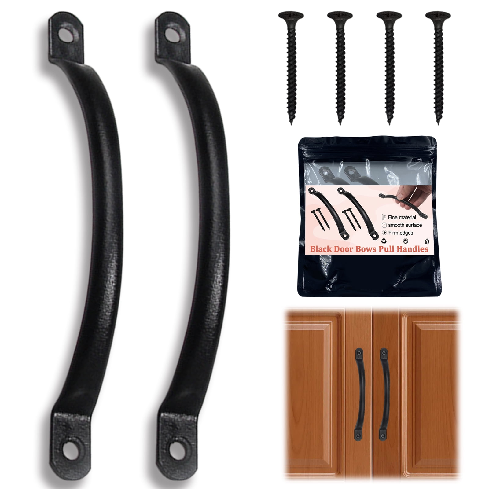 Black Door Bows Pull Handles 4 Inch Sliding Barn Door Handle Retro Bow Shaped Garden Gate Garage ...