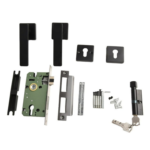 Black Door Handle Door Handle Lock Square Channel Privacy Mask Interior ...