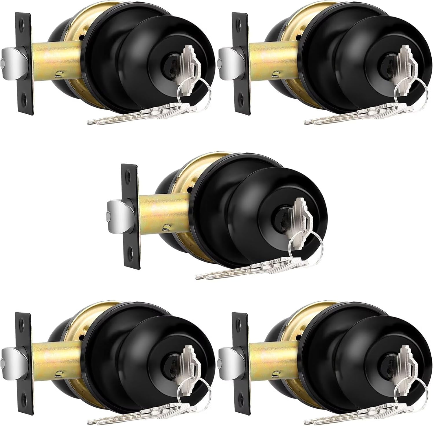 Black Door Knob Exterior Door Knobs with Lock, Keyed Alike Door Locksets for Front Door ...