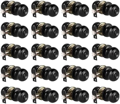 Black Door Knobs - 20 Pack, Round Matte Black Privacy Door Knobs with ...