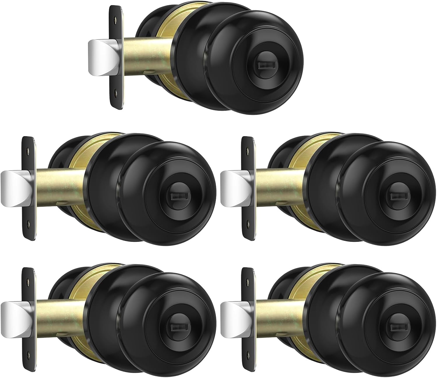 Black Door Knobs Interior Keyless Knob, Privacy Door Knob with Lock, 5 ...