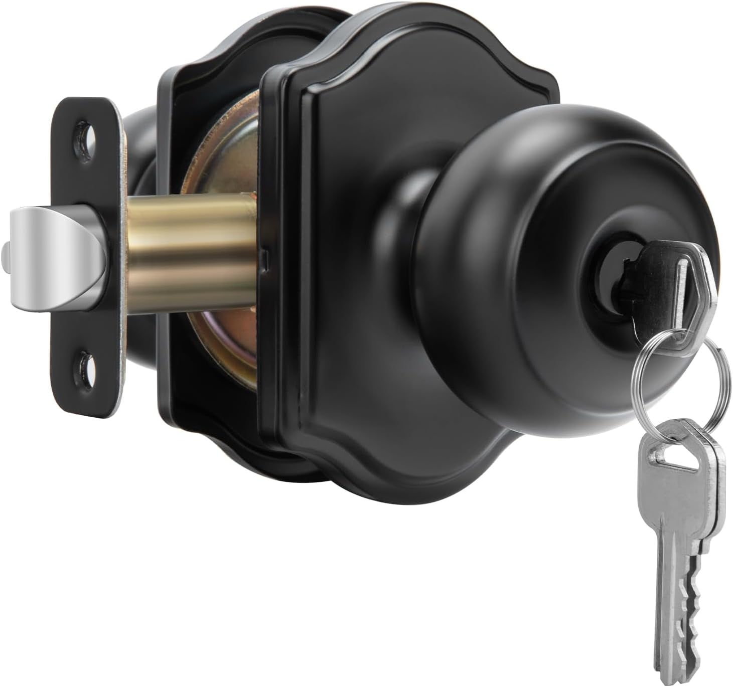 Black Door Knobs with Lock, Exterior Door Knob with Lock and Key, Front ...