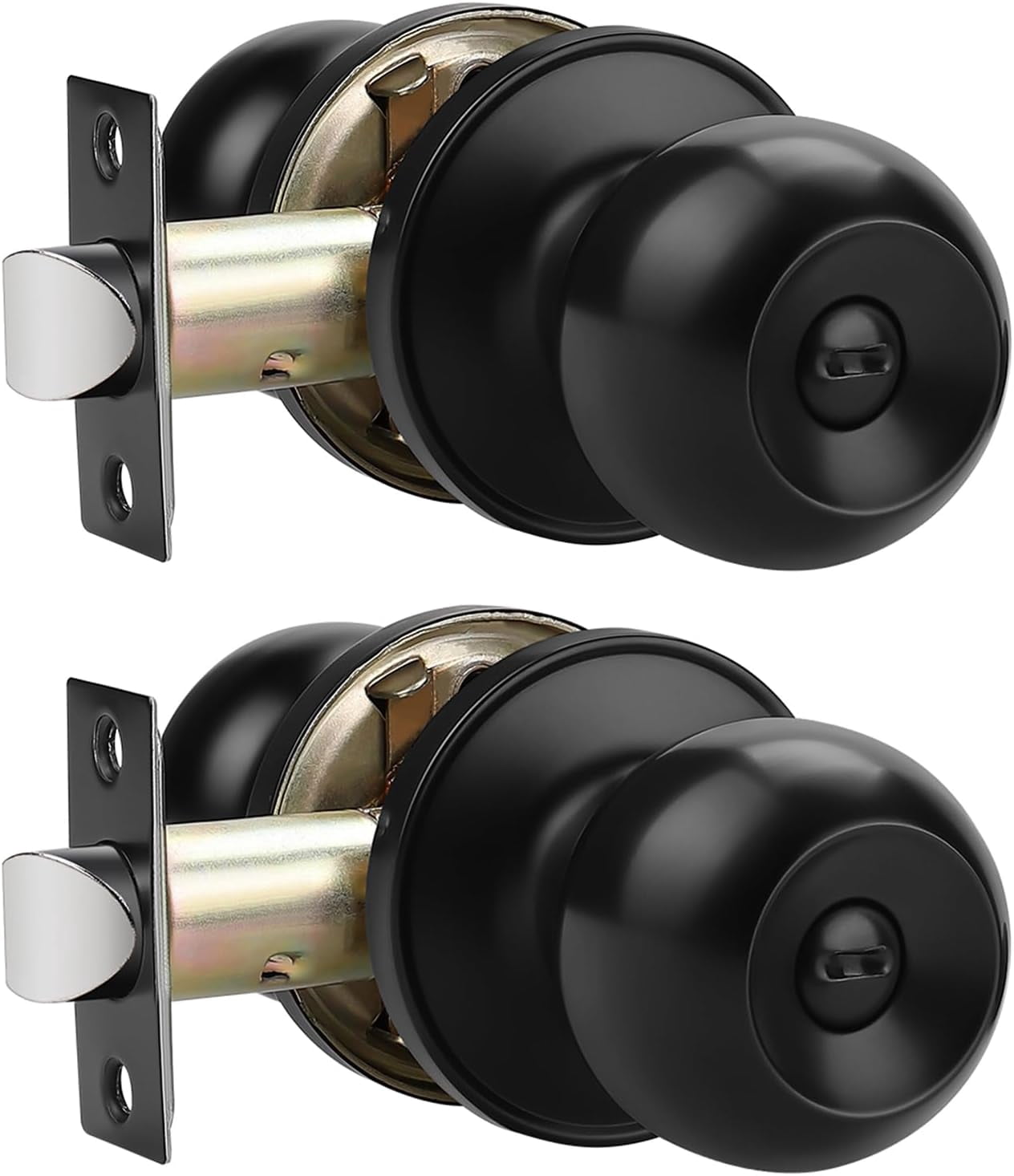 Black Door Knobs with Lock for Bedroom/Bathroom, Black Privacy Door ...