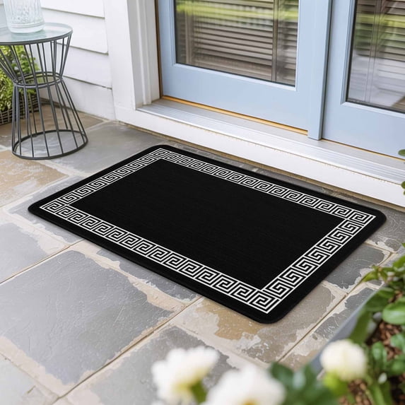 Black Door Mat Indoor Outdoor, Modern Geometric Abstract Art Aesthetics ...