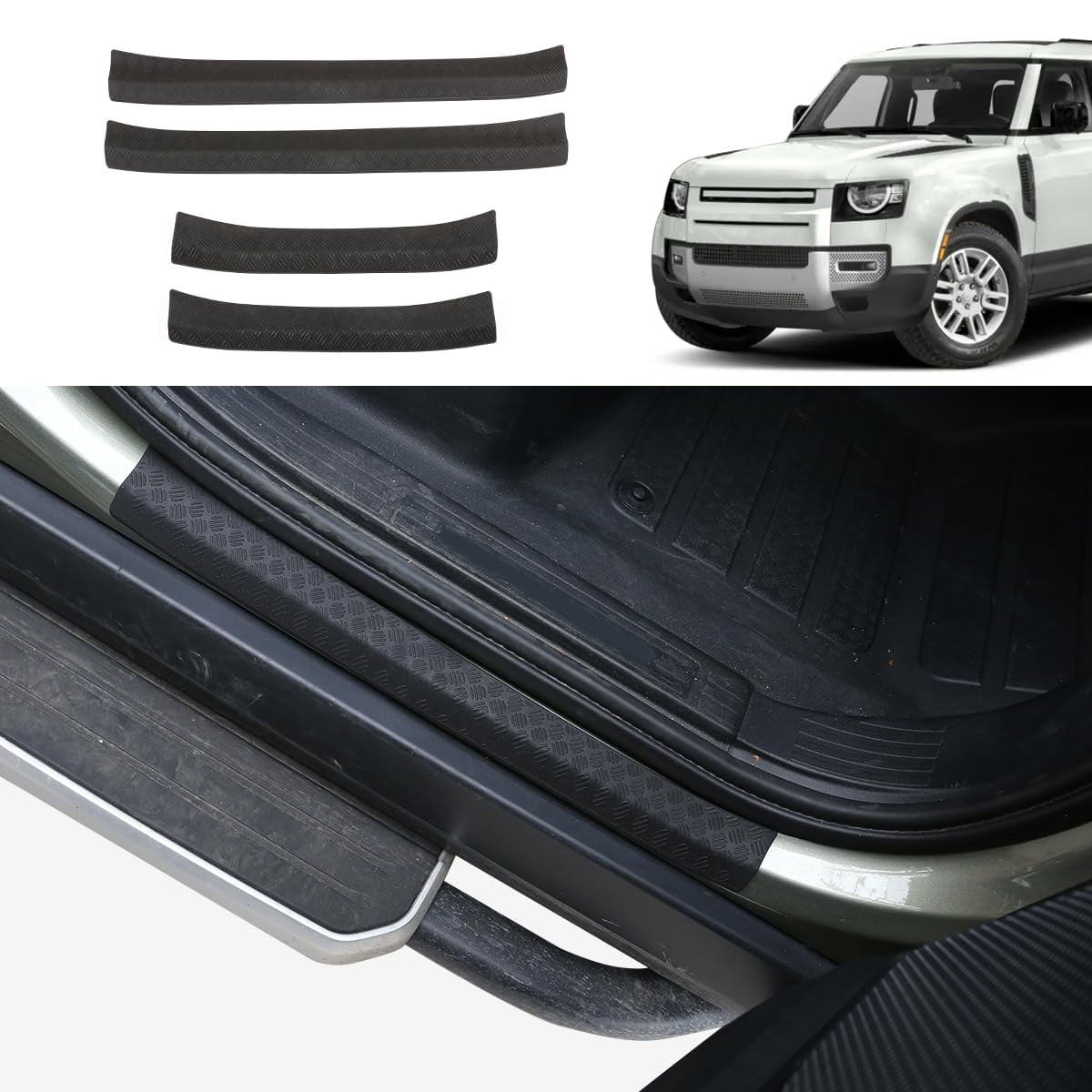 Black Door Sill Scuff Plate Insert Trim Compatible with Land Rover ...