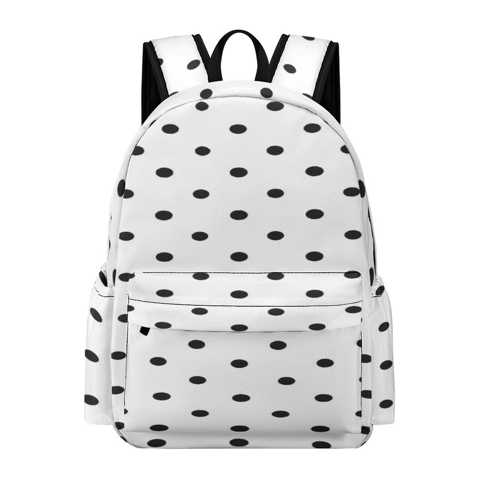 Black Dots White Background Book Bag Men Backpack For Teen Large ...