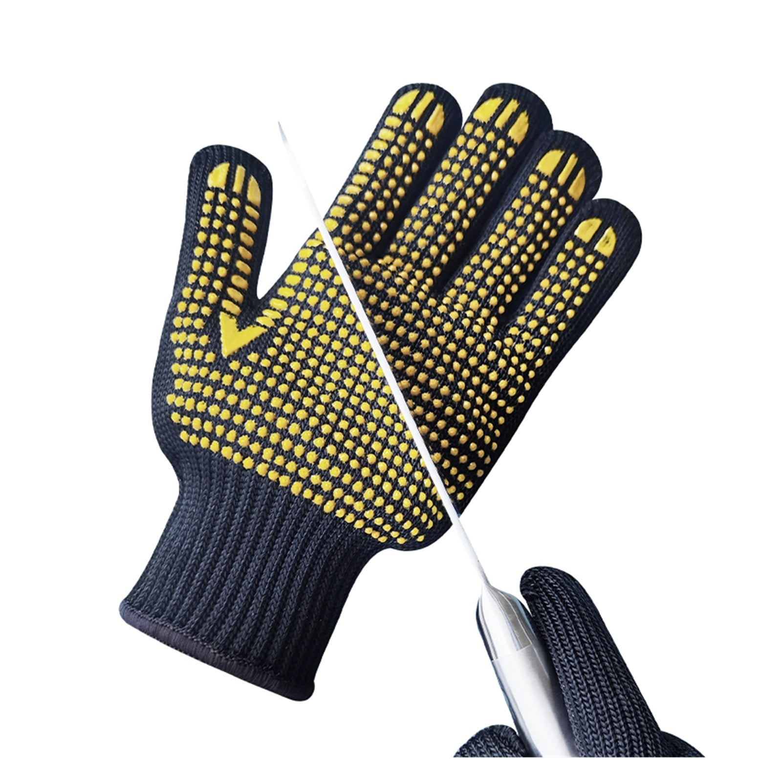 Black Dotted Steel Wire Gloves Anti Cutting Safety Wear Resistant ...