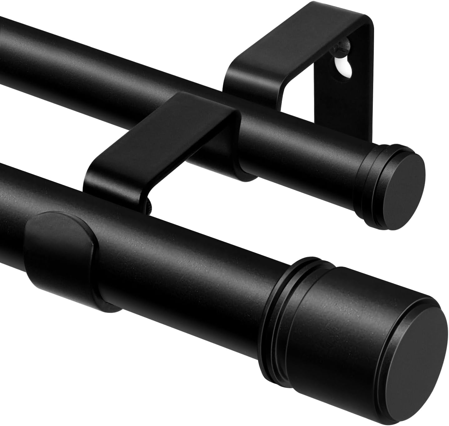 Black Double Curtain Rod, Adjustable 66 to 120 Inches (Fits 54-116 ...