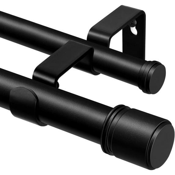 Black Double Curtain Rod, Adjustable 66 to 120 Inches (Fits 54-116 ...