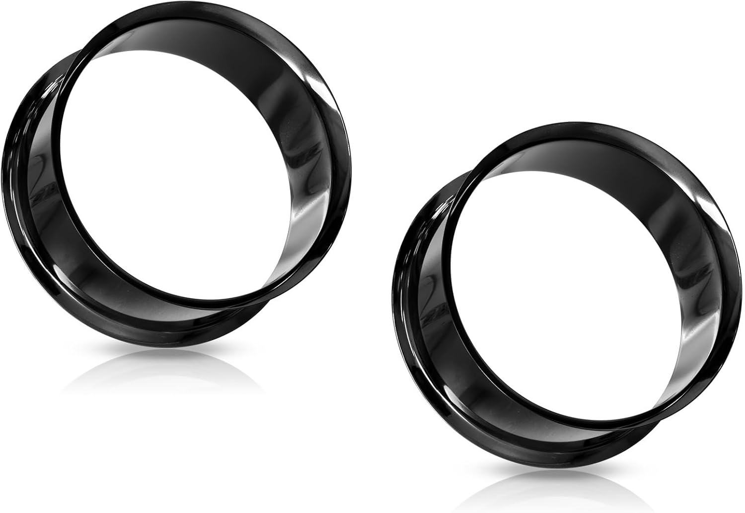 Black Double Flared Tunnel Plugs in 316L Surgical Steel with Titanium ...