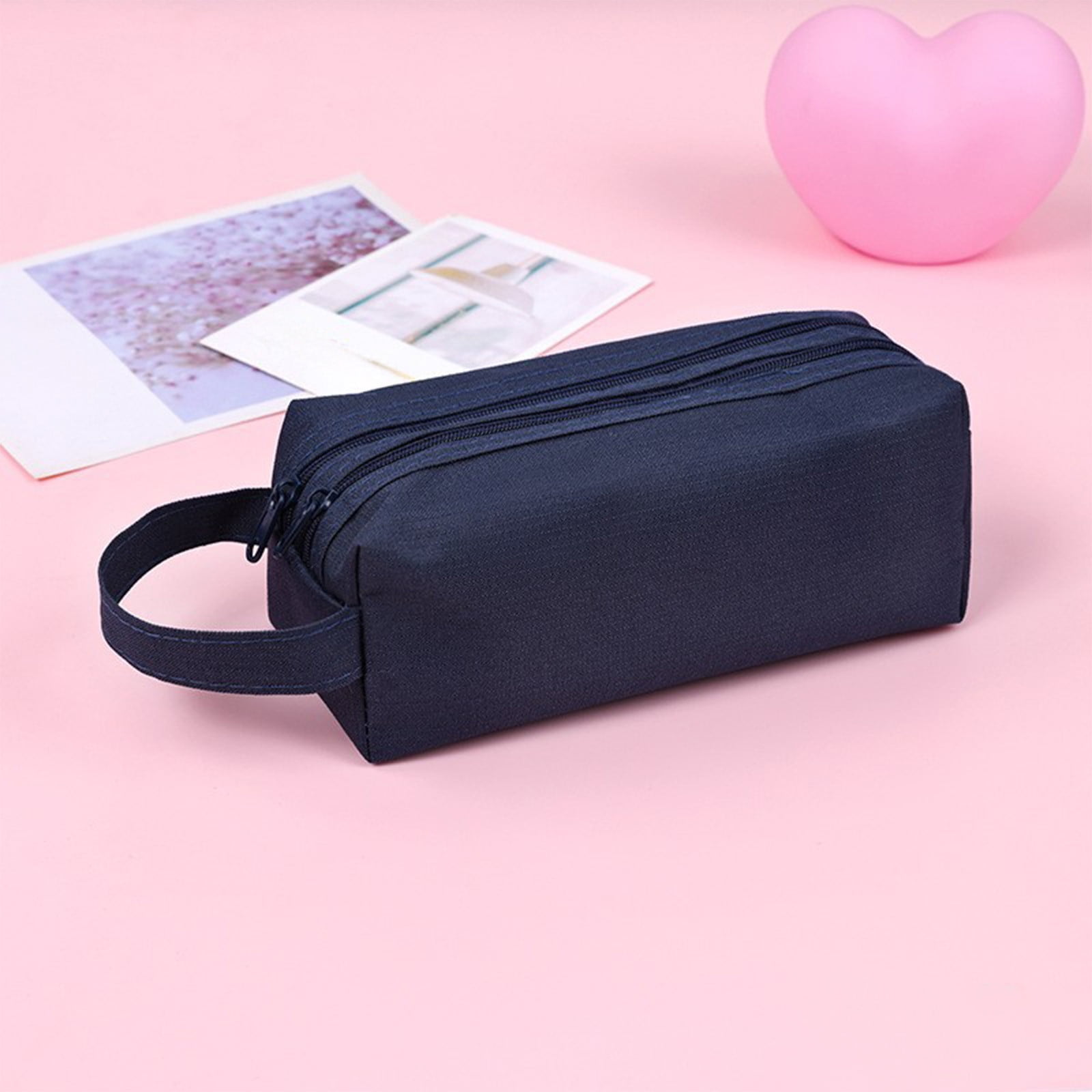 Black Double Layer Oxford Fabric Stationery Bag - Multi-Compartment ...