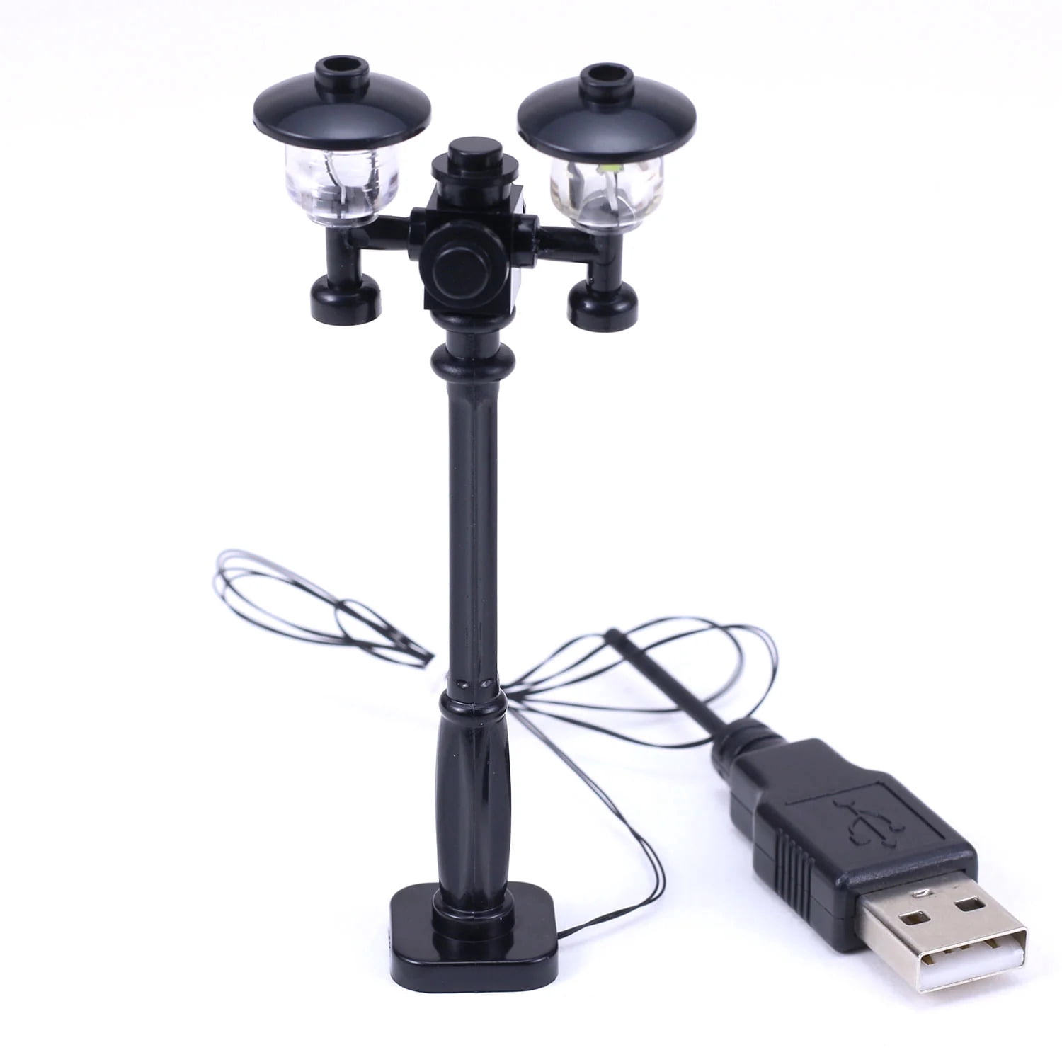 Black Double Light-Up Minifig Scale Lamp Post (Warm/Yellow Light ...