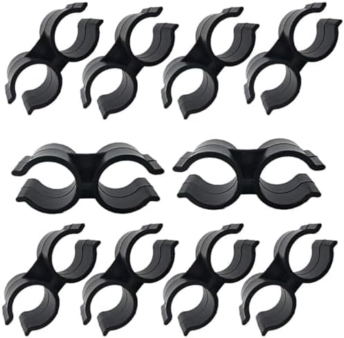 Black Double Port Pipe Clamps Clips, 10pcs Plastic Double Line Clamps ...