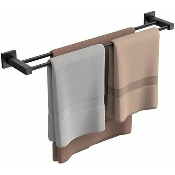 Black Double Towel Bar 24 Inch, Double Towel Racks for Bathroom Wall ...