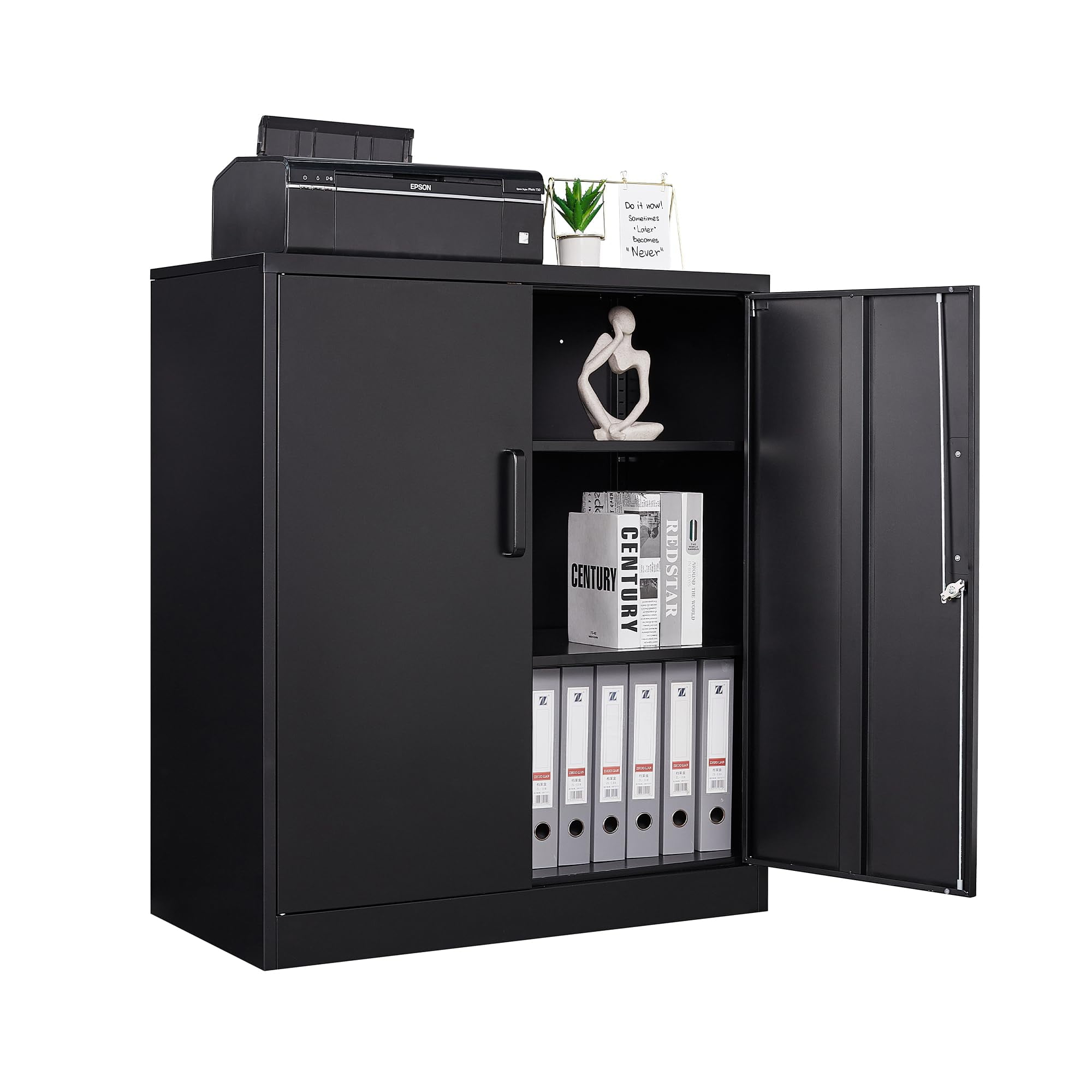 Black Double - door Lockable Metal Filing Cabinet (with Two Keys, Three ...