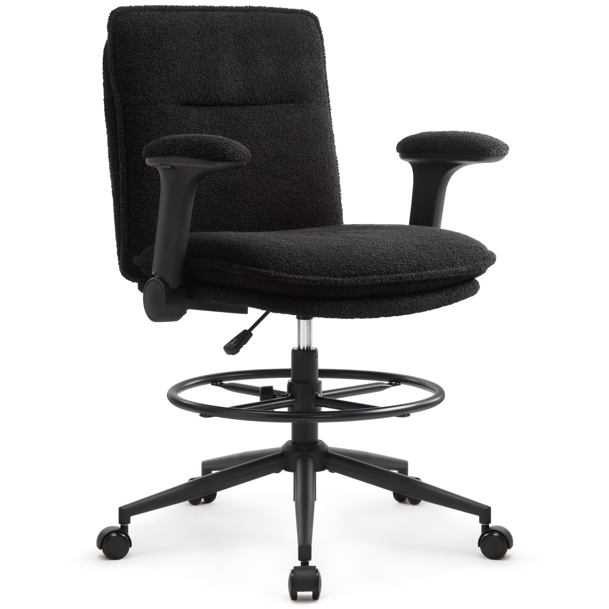 Black Drafting Chair Tall Office Chair with Adjustable Height and ...