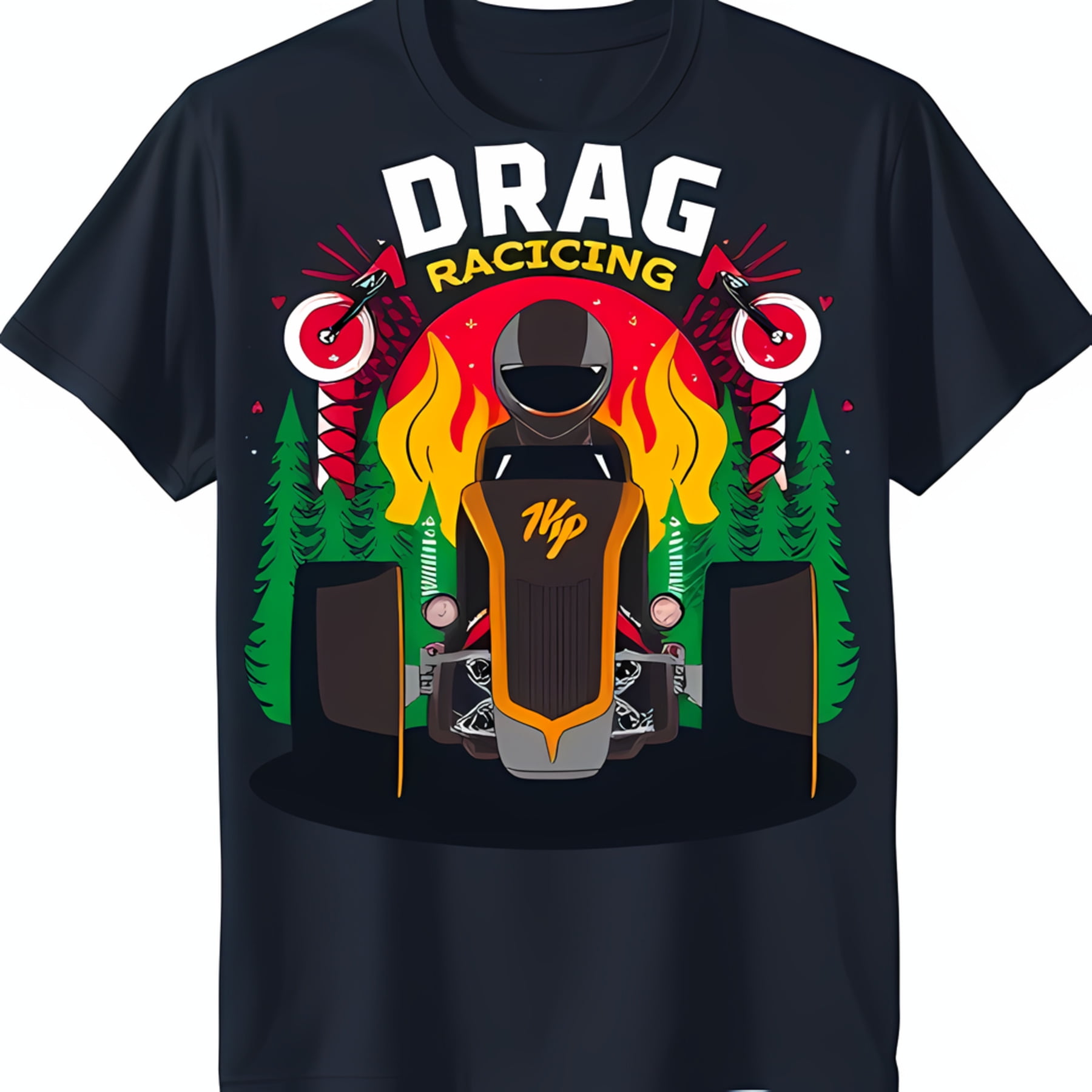 Black Drag Racing T-Shirt with Bold Race Car Graphic for Racing Fans ...