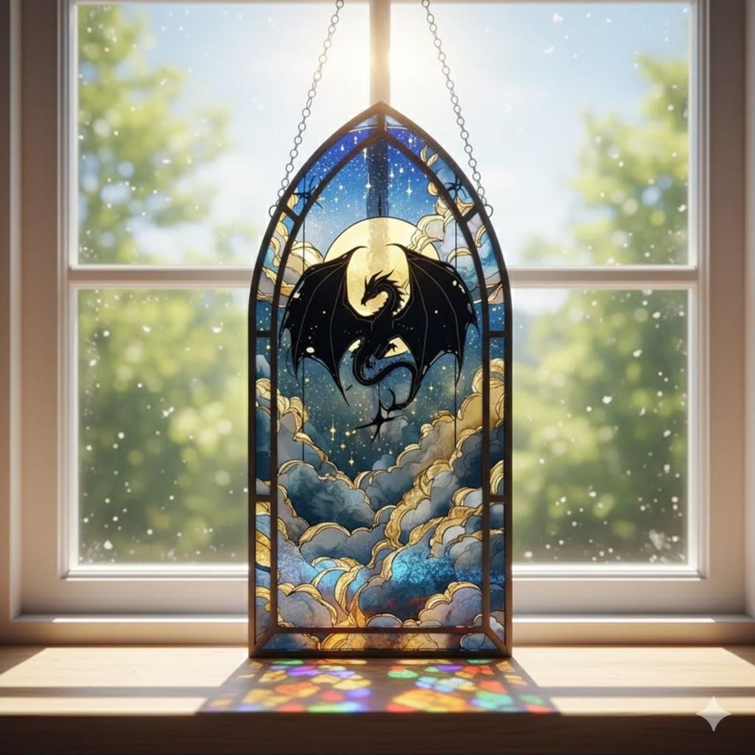 Black Dragon Acrylic Suncatcher, Fantasy Acrylic Window Hanging ...