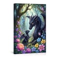 Black Dragon And Baby In Enchanted Forest Whimsical Fantasy Creatures ...
