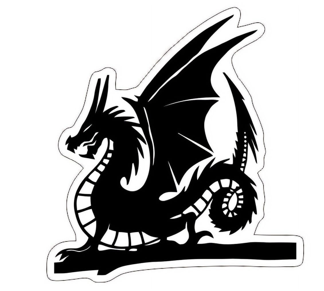 Black Dragon on The Branch Car Vinyl Decal, Ancient Fantasy Peel and ...