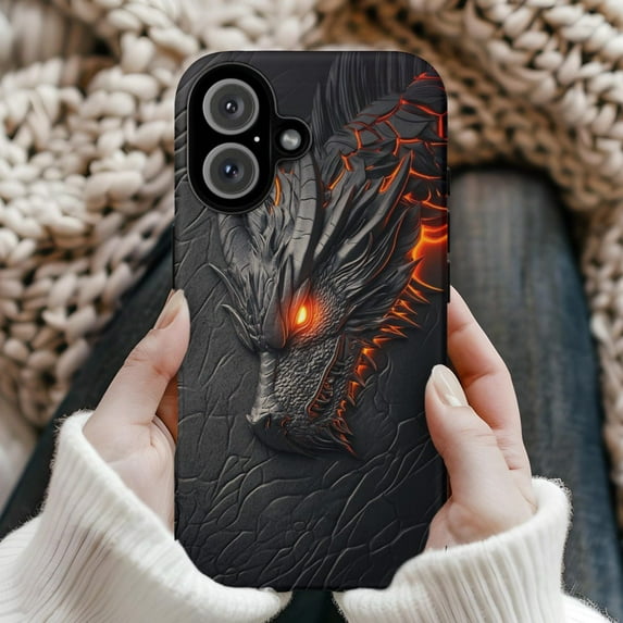 Black Dragon Fantasy Fire Gothic Themed Phone Case 17 16 15 14 13 12 11 ...