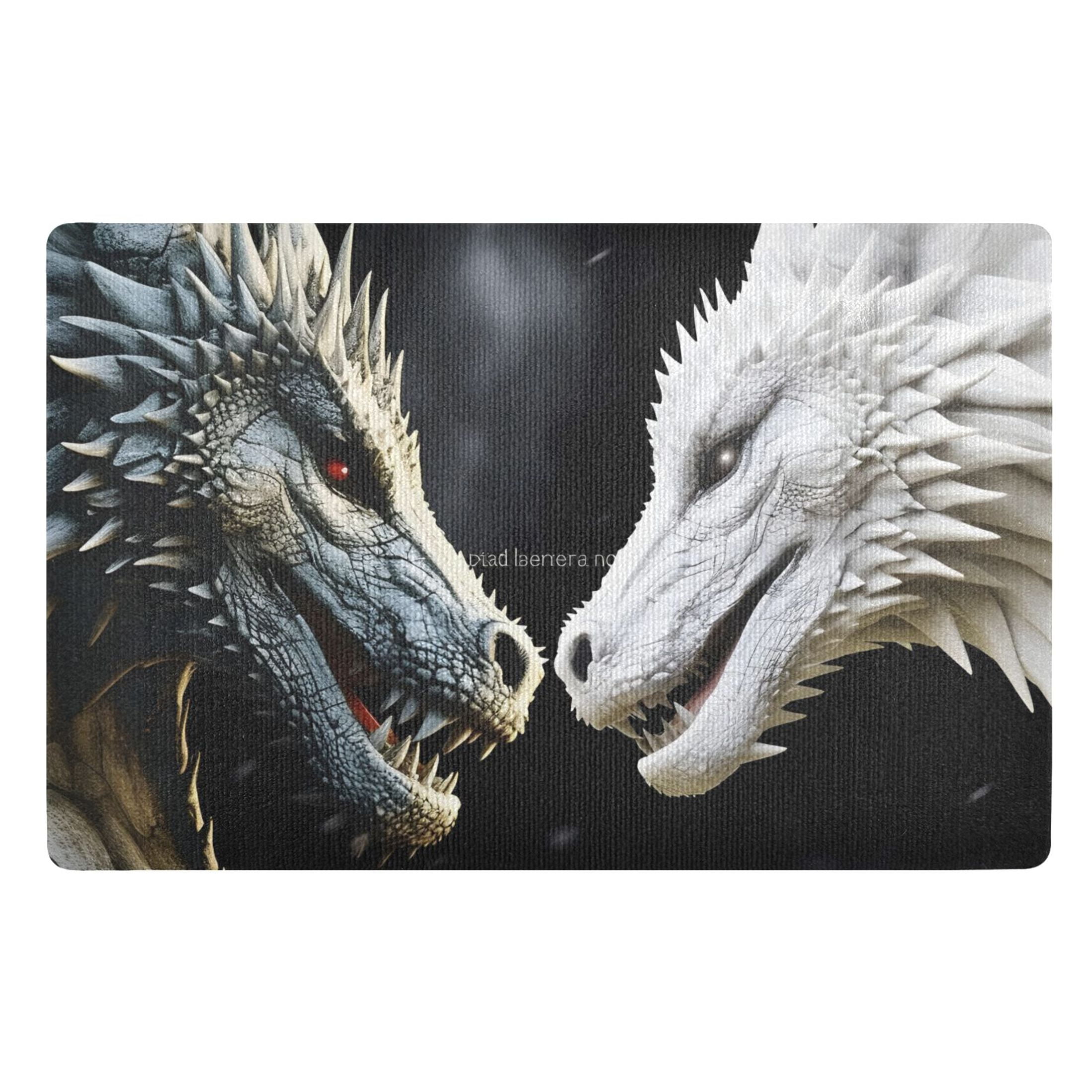 Black Dragon and White Dragon Floor Door Mat Outdoor Indoor for Home ...