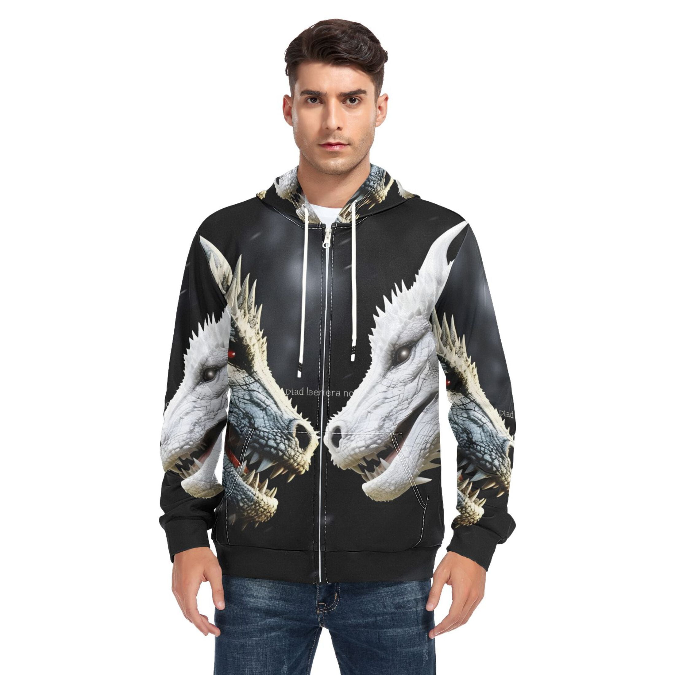 Black Dragon and White Dragon Men’s Hoodies Sweatshirt with Full Zip ...