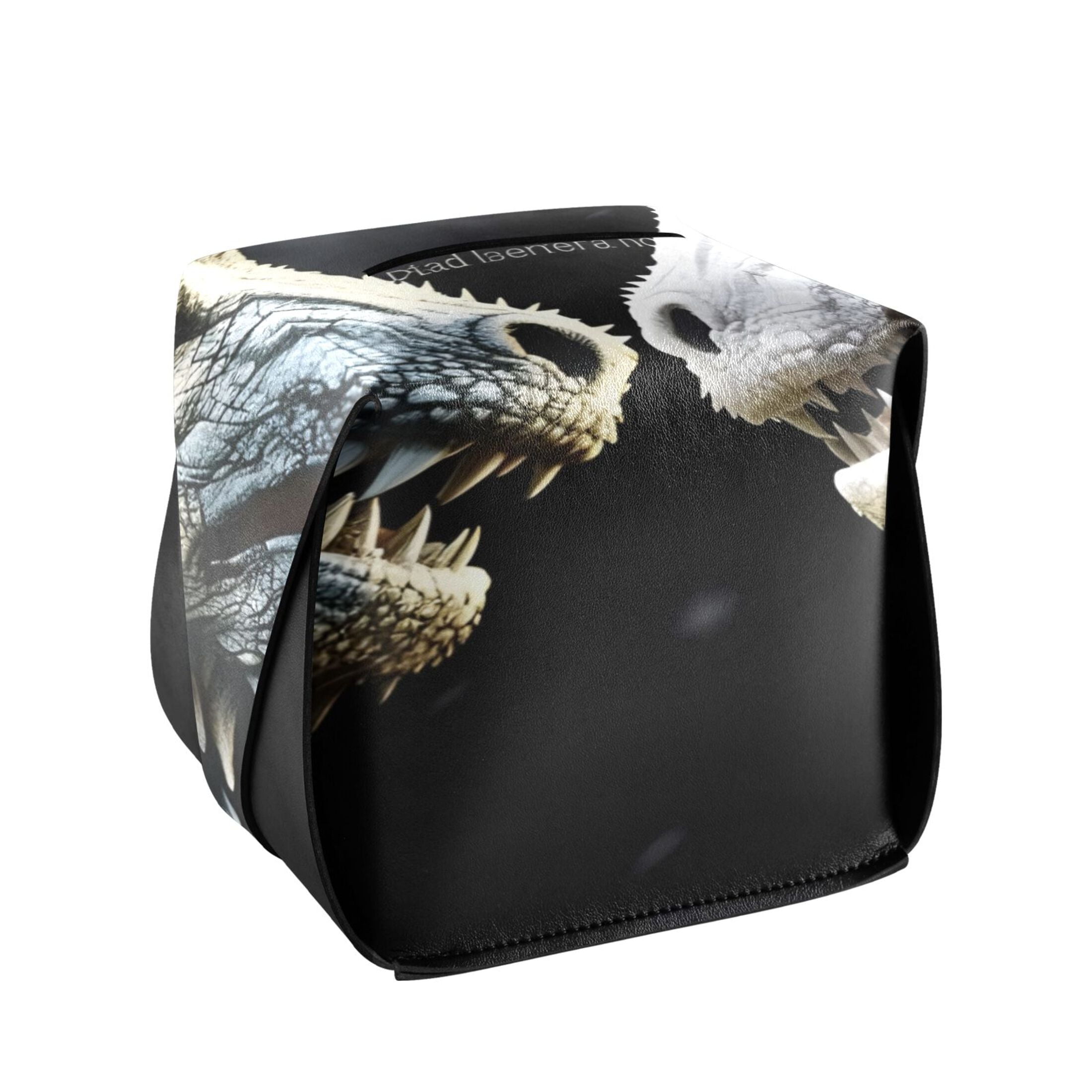 Black Dragon and White Dragon Tissue Box Cover Leather Square Rectangle ...