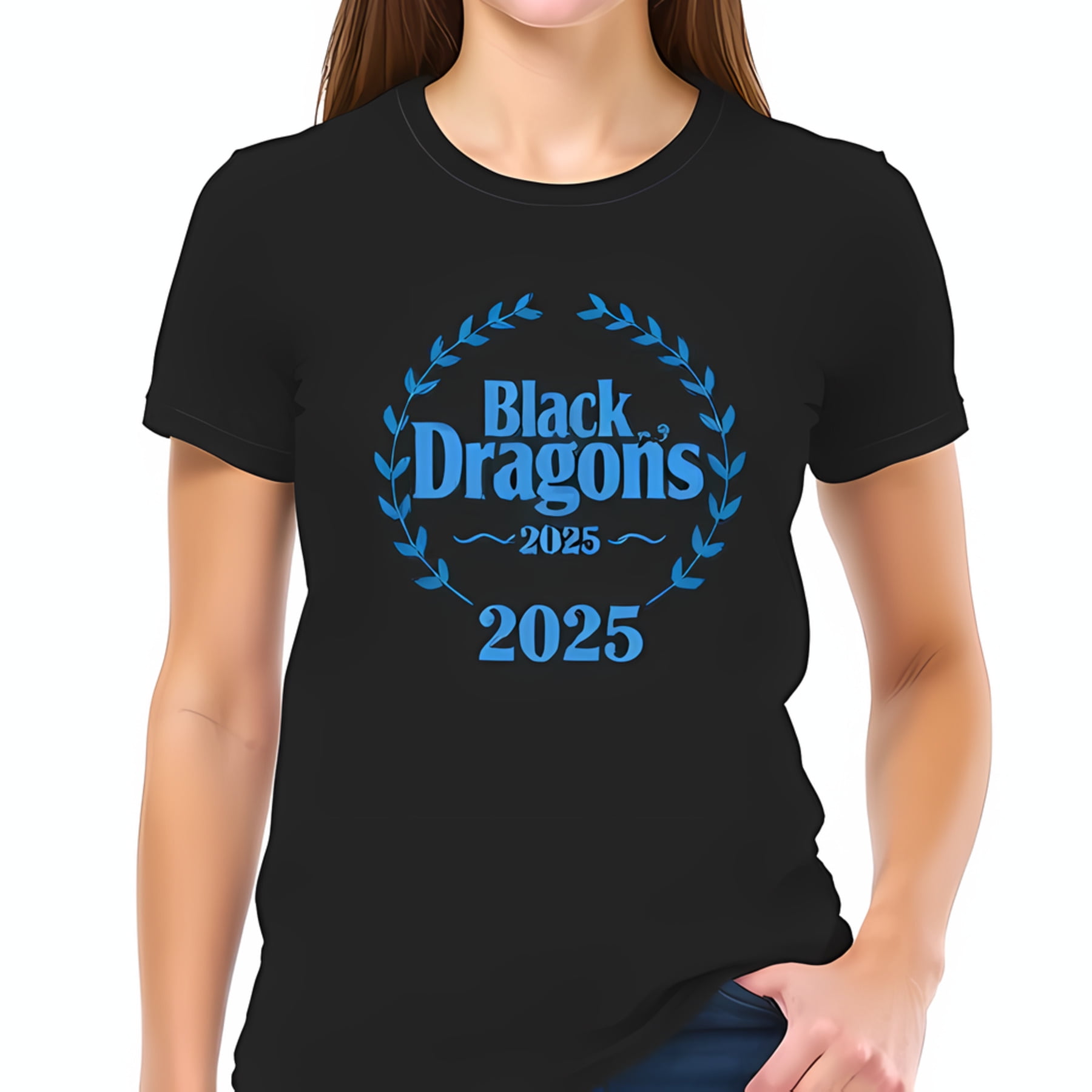 Black Dragons 2025 Cotton Short Sleeve T-Shirt - Circular Laurel Wreath ...