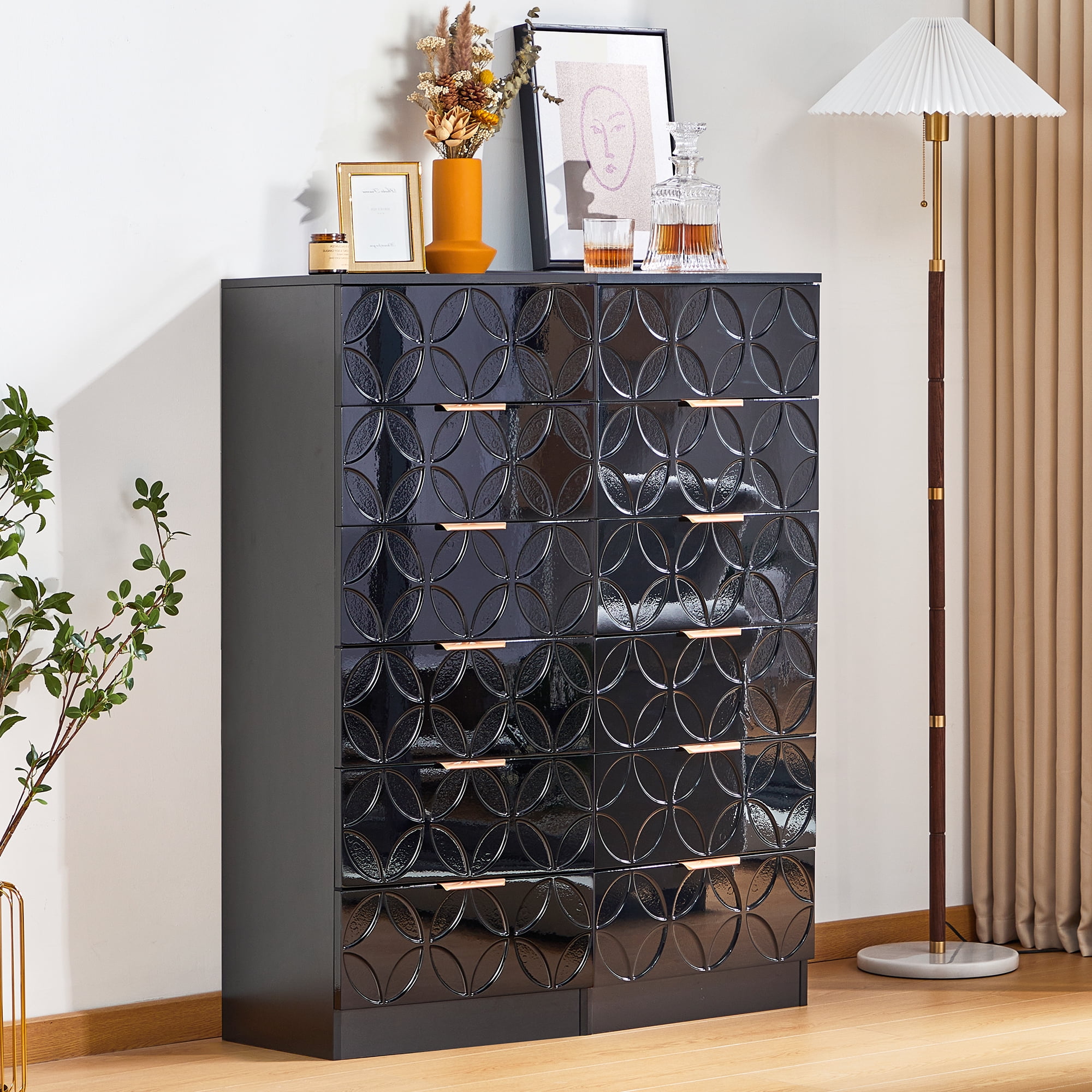 Black Drawer Dresser, Tower Clothes Organizer Wood Storage Drawer Chest ...