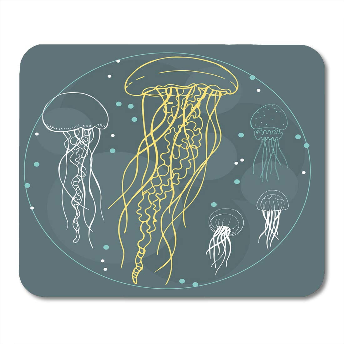 Black Drawing Jellyfish Sketch Abstract Aquatic Mousepad Mouse Pad ...