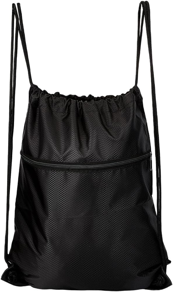 Black Drawstring Bag Waterproof String Backpack Cloth Lightweight Sport ...