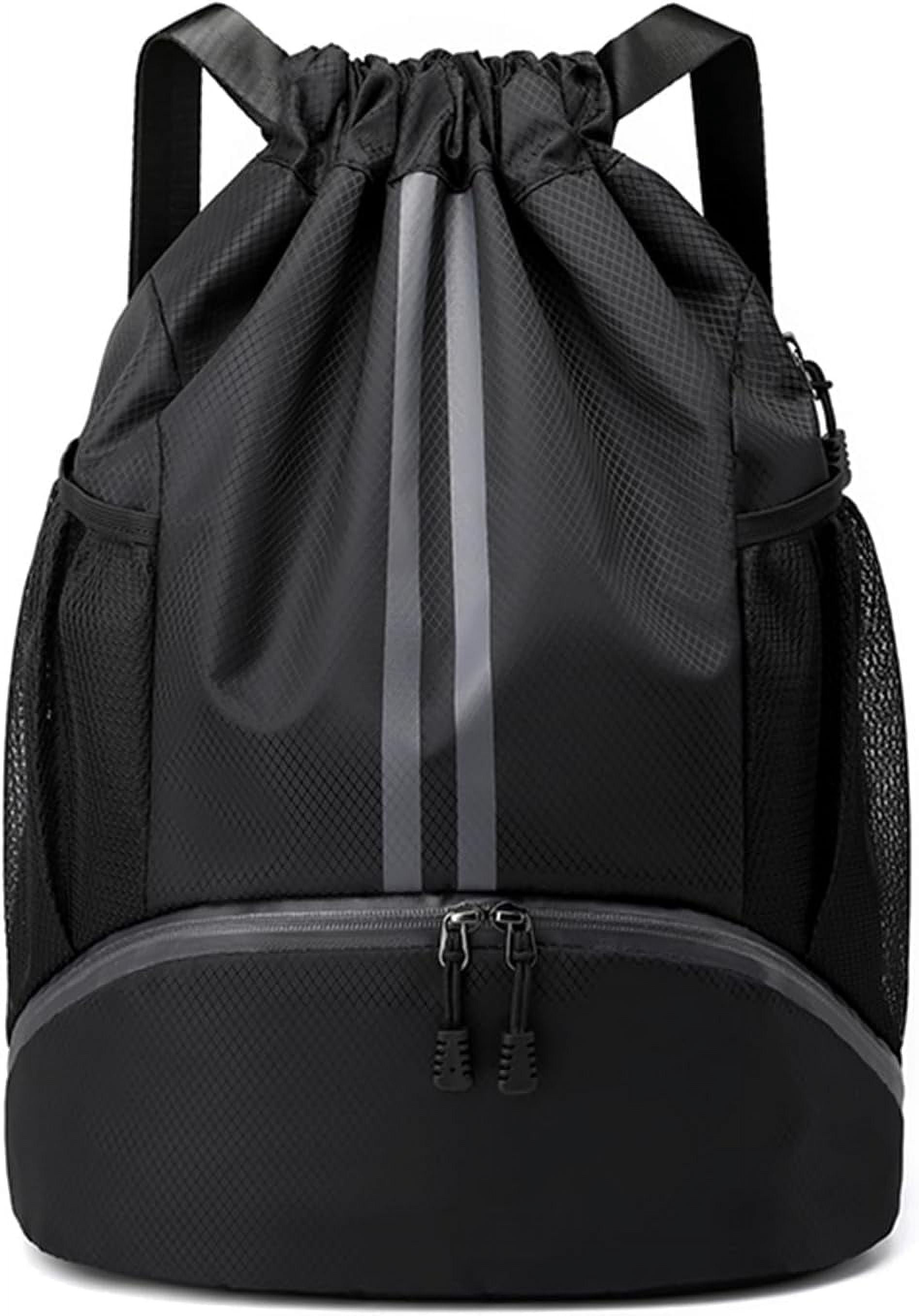 Black Drawstring Gym Bag for Men, Waterproof Drawstring Backpack for ...