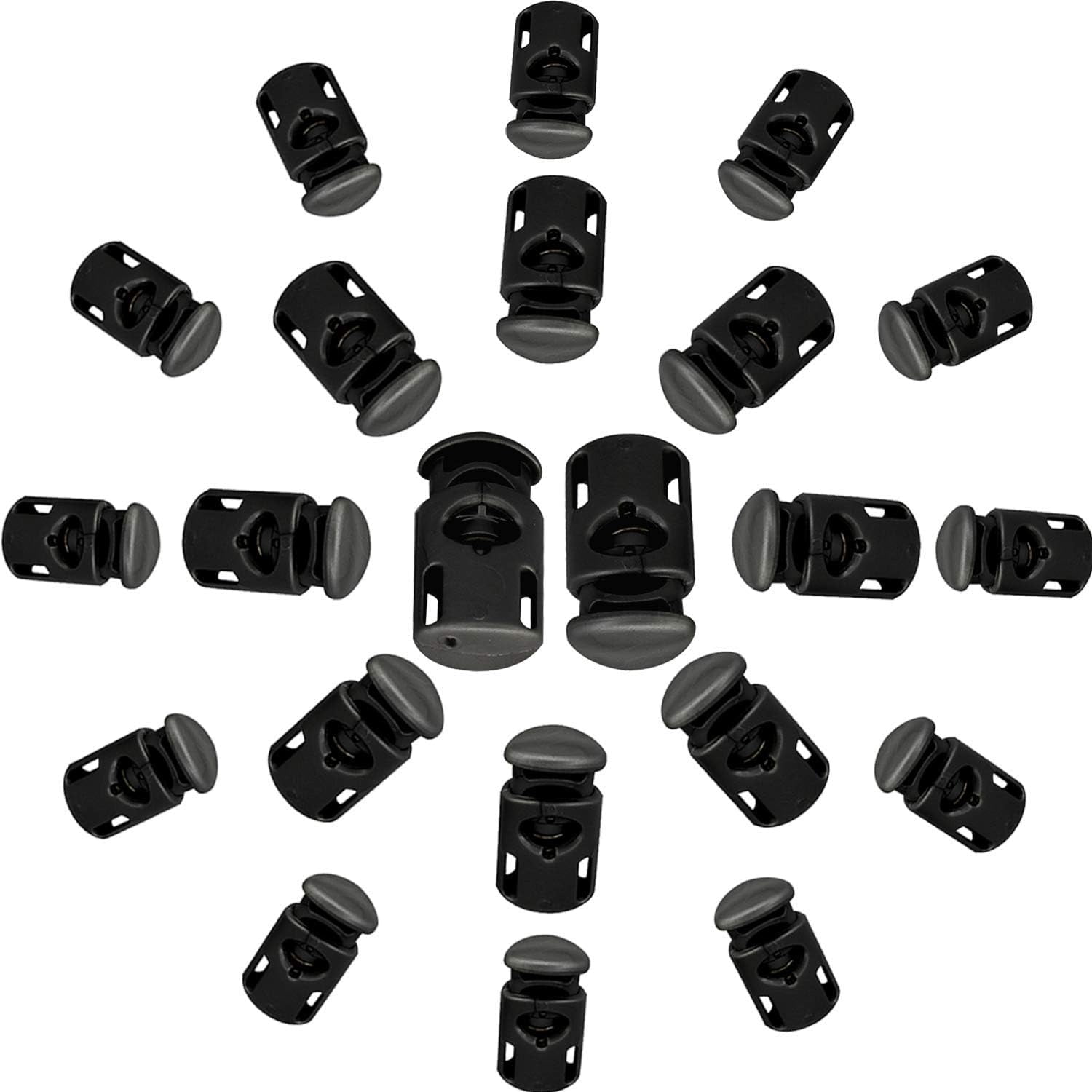 Black Drawstring Stopper Cord Locks with Single Hole Button Toggle and ...