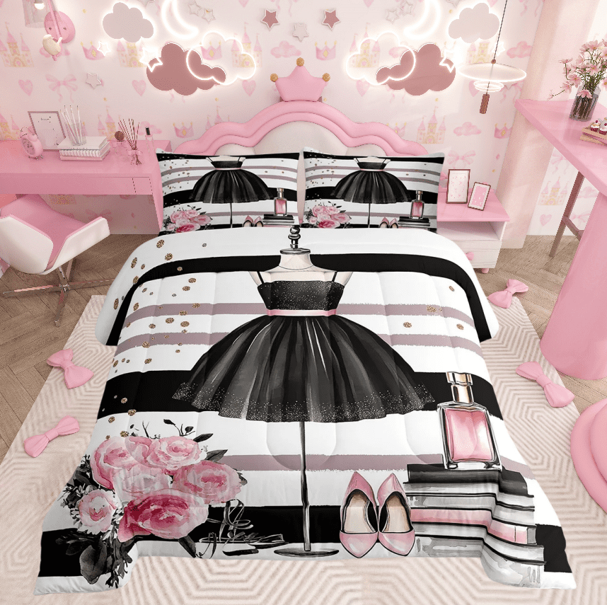 Black Dress Bedding Sets Full Modern Fashion Comforter Set Modern ...