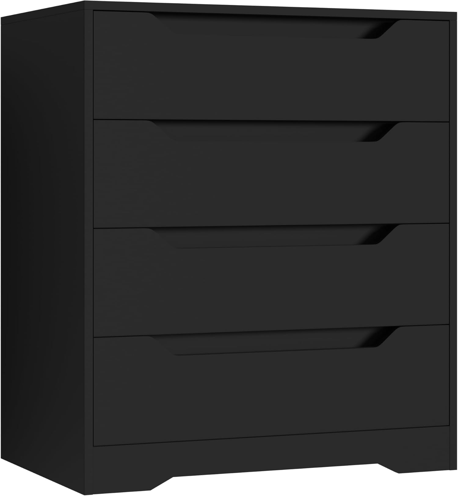 Black Dresser, 4 Drawers Dresser, Modern Chest of Drawers with Cut-Out ...
