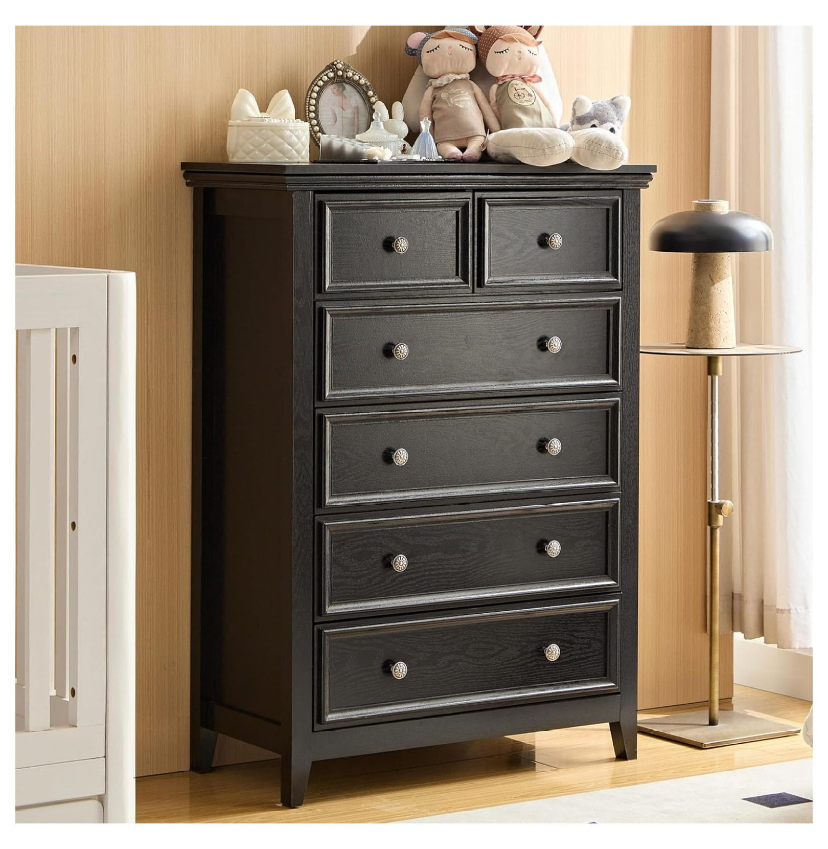 Black Dresser, 6 Chest of Drawers, Modern Black Dresser for Bedroom ...