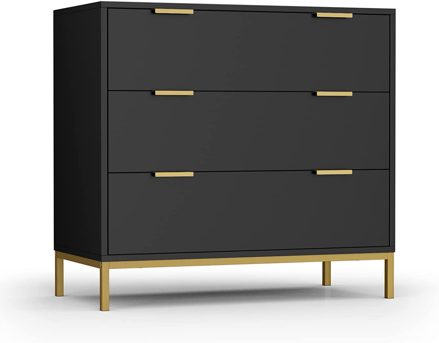 Black Dresser for Bedroom, 3 Drawer Dresser with Spacious Storage Modern Wood Chest of Drawers ...