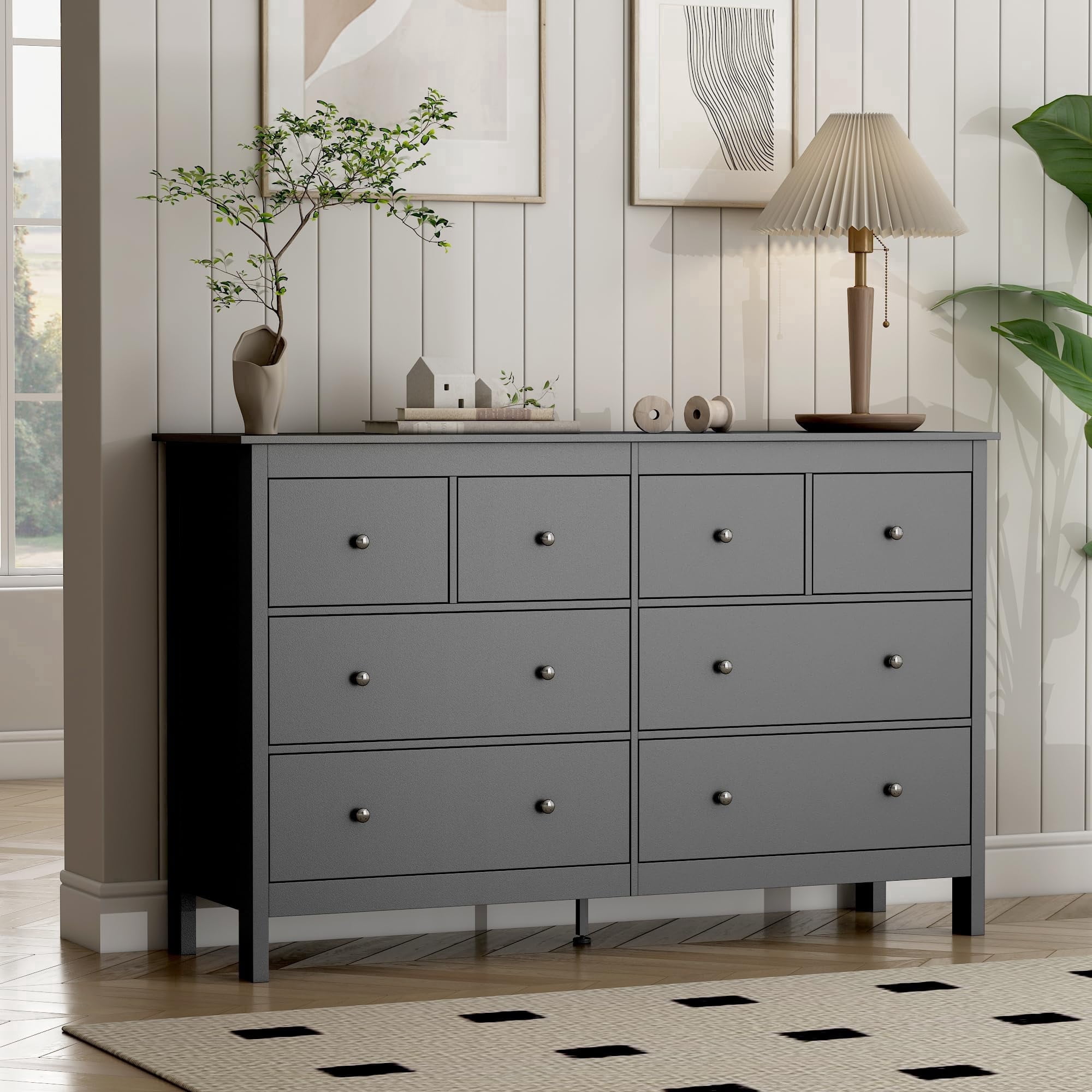 Black Dresser, Cuoote 8 Drawer Dresser for Bedroom, 50 Inch Wide Modern ...