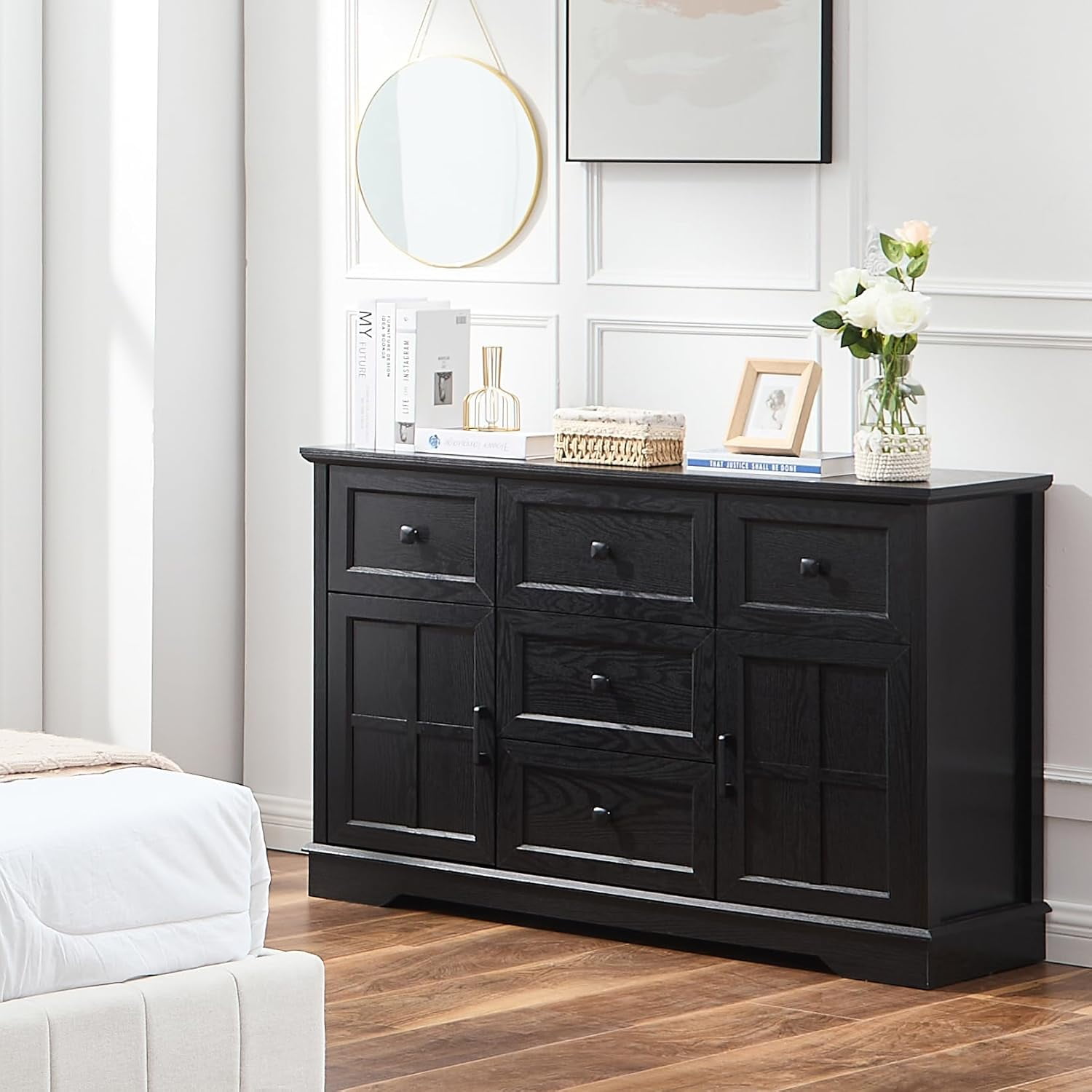 Black Dresser for Bedroom 2 Drawers Farmhouse Wood Dresser with ...