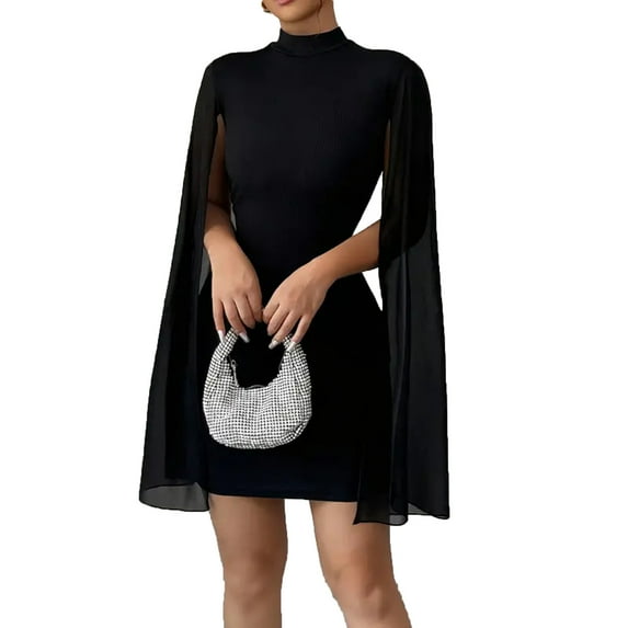 Black Dresses For Women Sexy Elegant Evening Party Dresses Round Neck ...