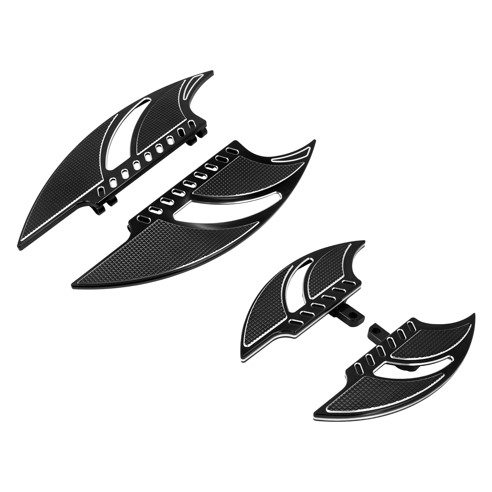 Black Driver Passenger Foot Pegs Floorboards Fit For Harley Touring ...