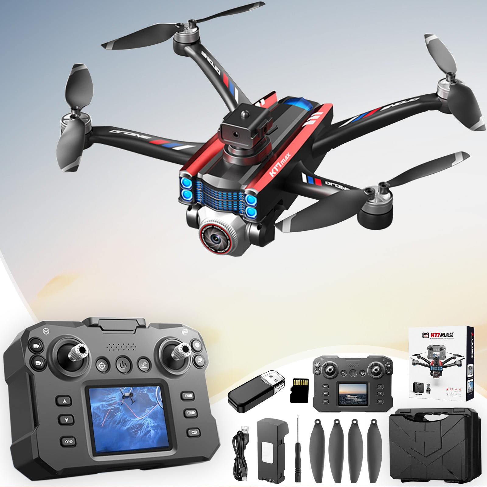 Black Drone With 1080P Screen Remote Control Black, Brushless Motor ...