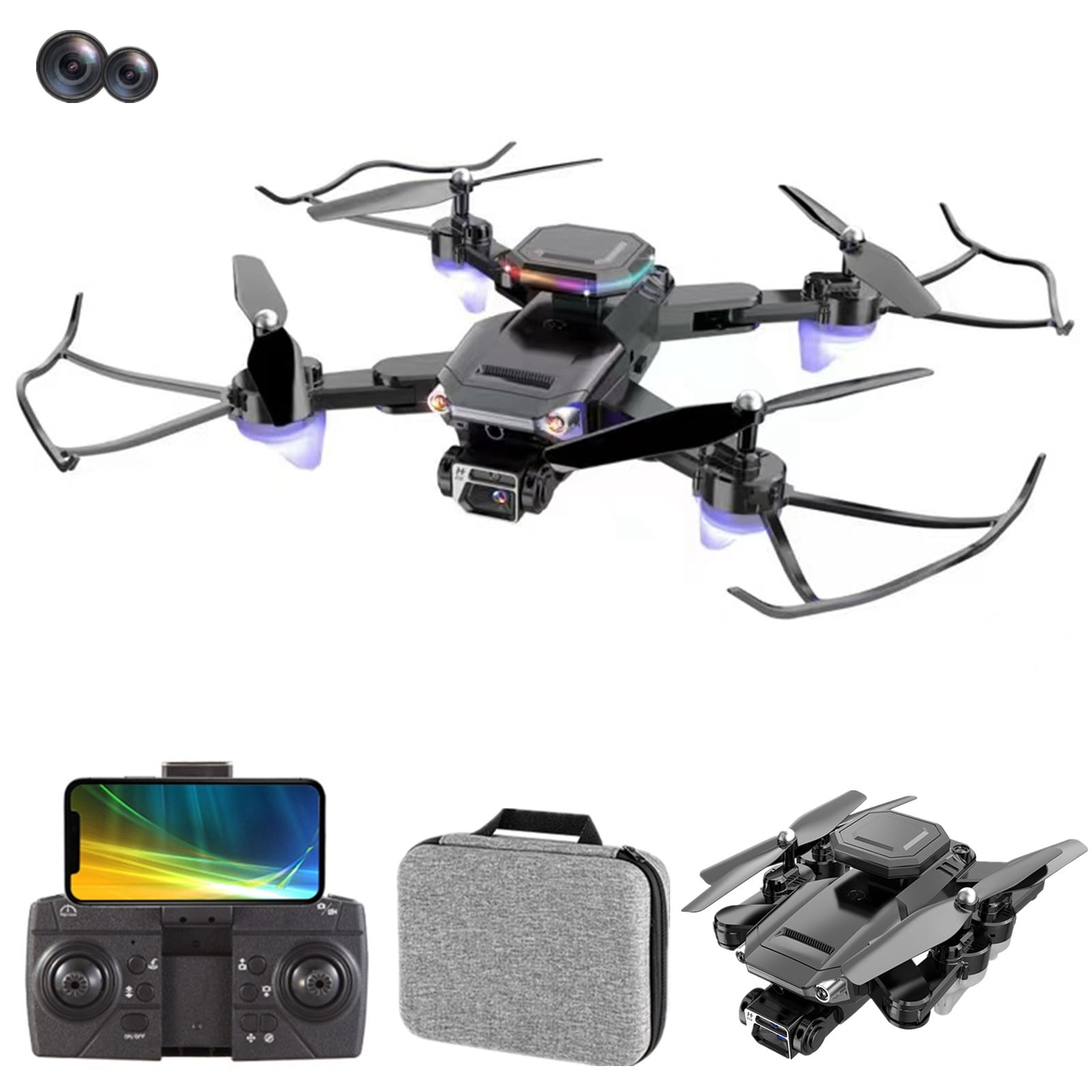 Black Drone With Dual 4K Hd Fpv Camera Optical Flow Positioning ...