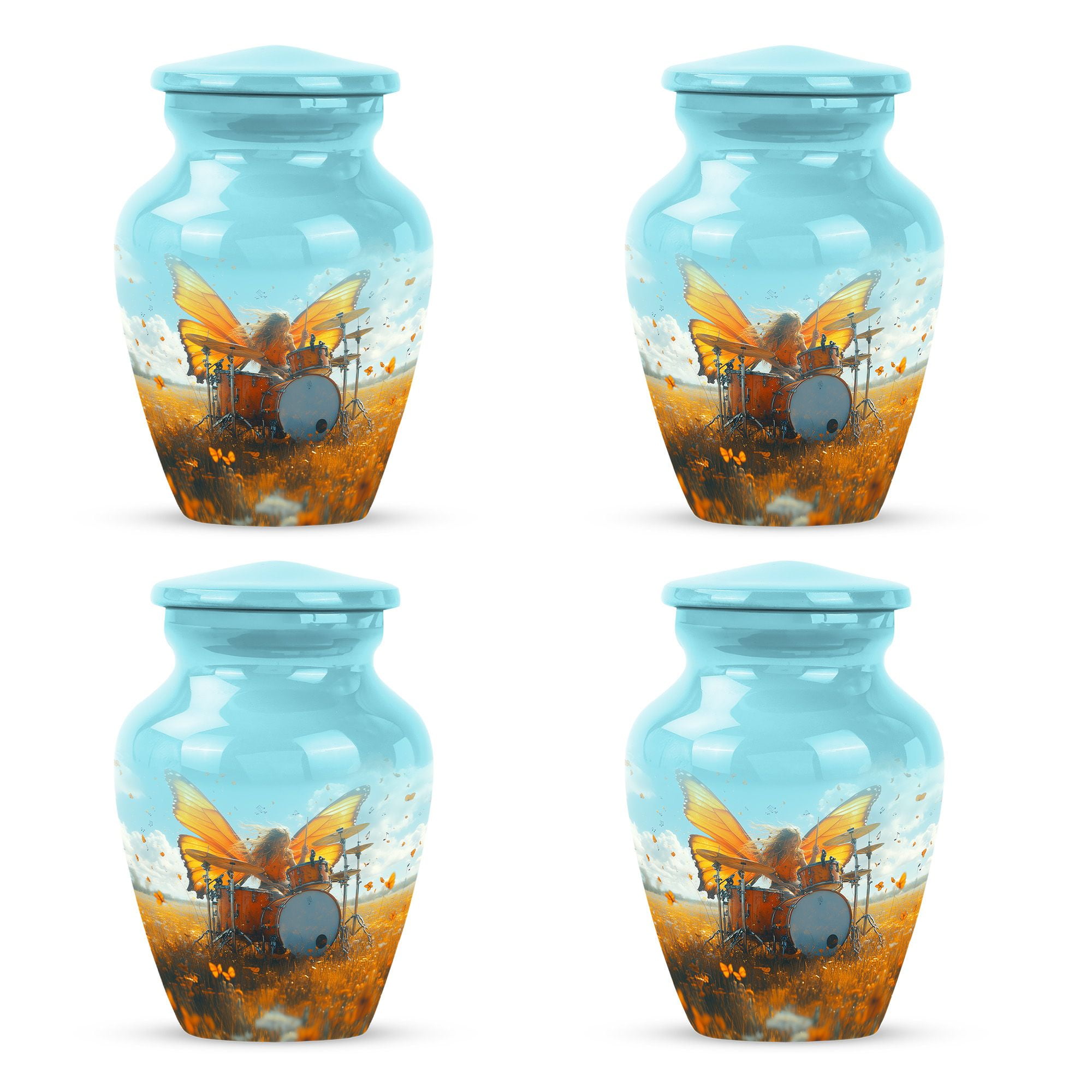 Black Drum Set memorial small urns for human ashes keepsake - Mini ...