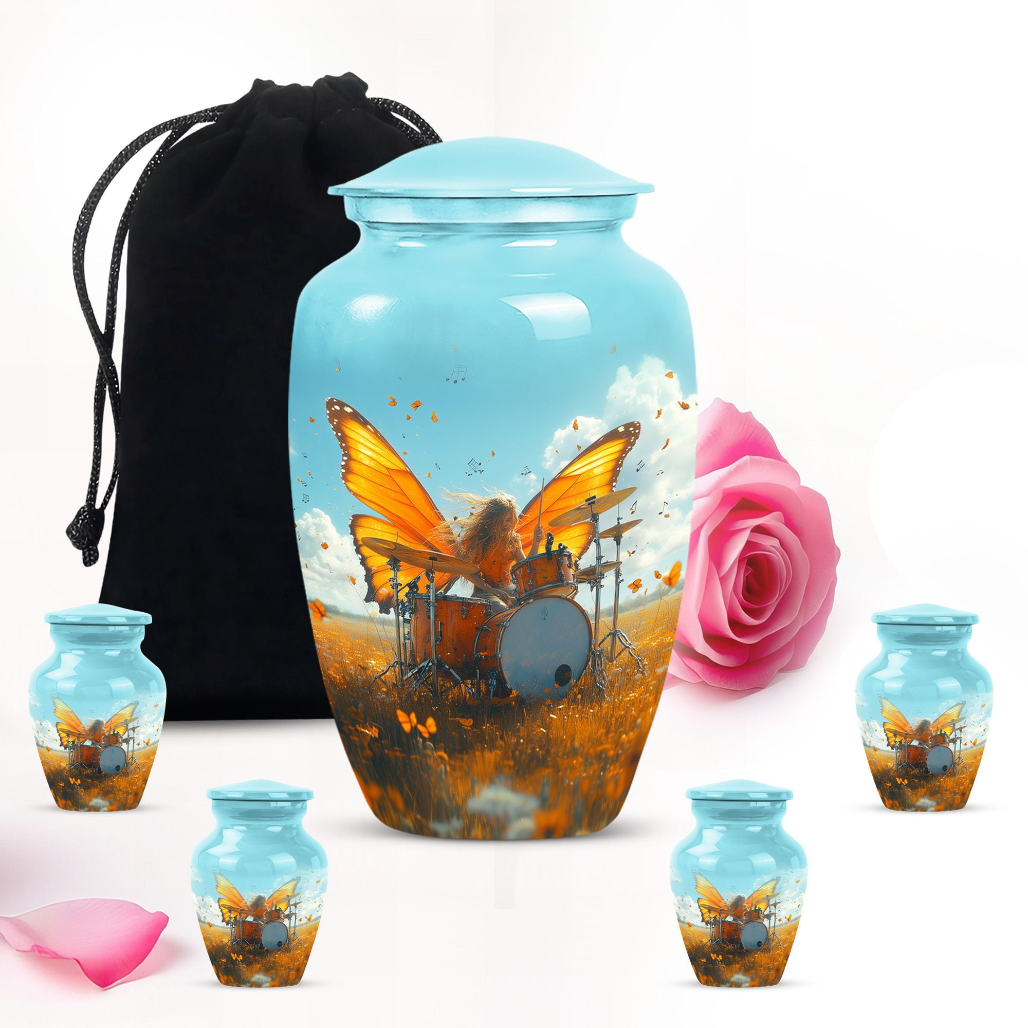 Black Drum Set mini Funeral urns for human ashes - large burial ...